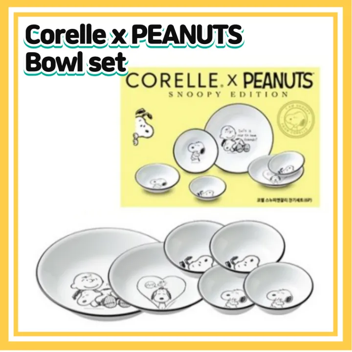 Corelle peanuts Snoopy & Charlie Brown bowl 6p set/ Corelle USA set ...
