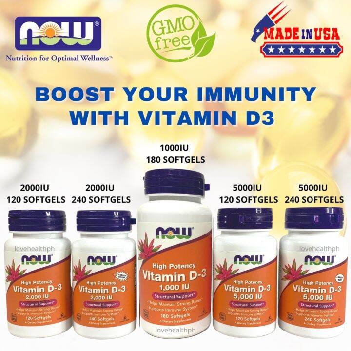 ☸High Potency Now Vitamin D3 1000 iu, 2000 iu, 5000 iu, 30-240 Softgels ...