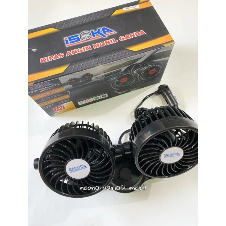 kipas angin mobil double blower 12volt satu tombol isoka | Lazada Indonesia