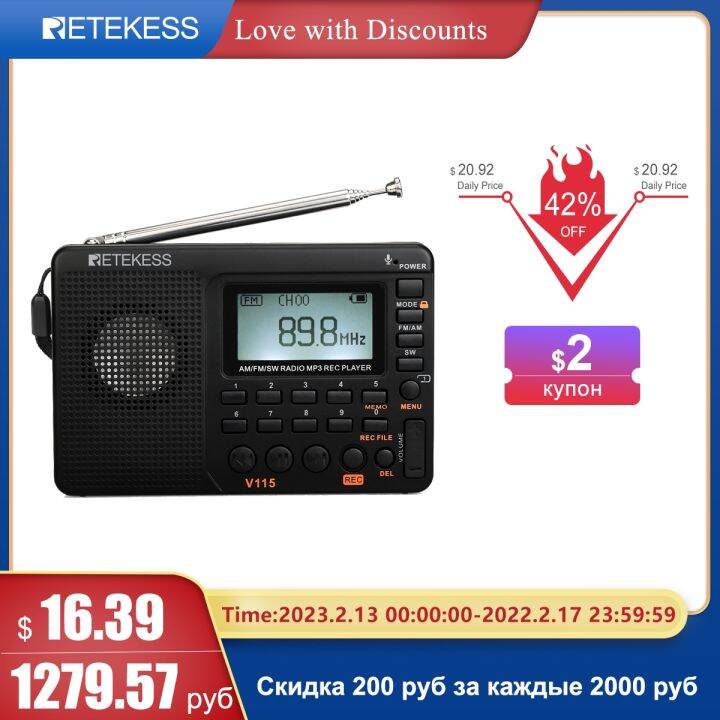 RETEKESS V115 Radio FM AM SW Portable Radios AM FM Rechargeable ...