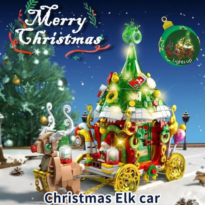 2022 New Christmas Tree Reindeer Gingerbread House Model Sets Building ...