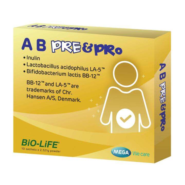 MEGA AB Pre&Pro เมก้า เอ บี พรีแอนด์โพร พรีไบโอติก โพรไบโอติก Prebiotic ...