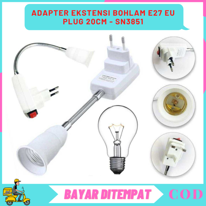 ORIGINAL - Fitting Lampu Portable Adapter Ekstensi Bohlam E27 EU Plug ...