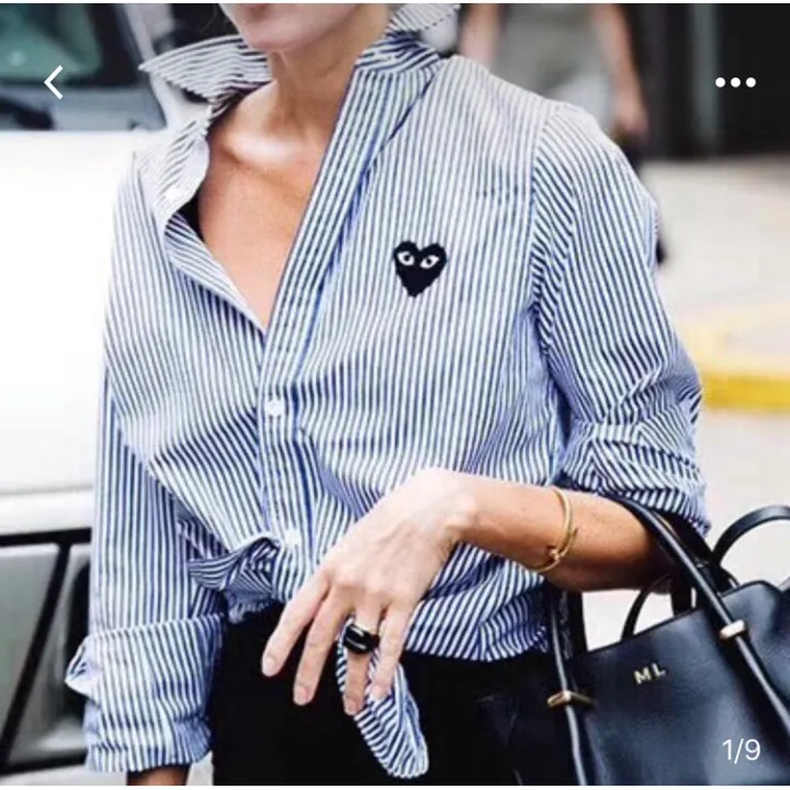 New CDG Striped Casual Shirt Couple Shirt | Lazada PH