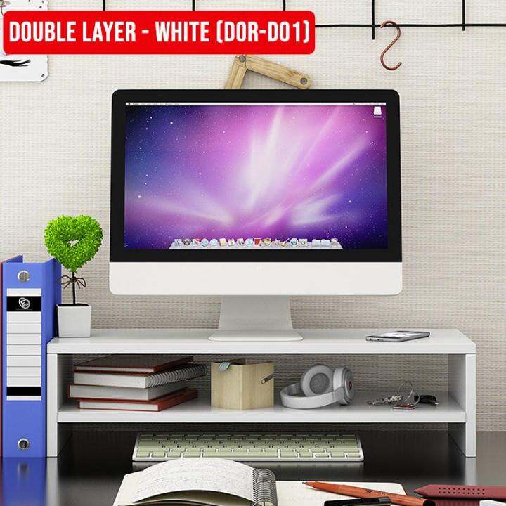 Wood Computer Monitor Stand Riser Desktop Organizer for Home Office ...