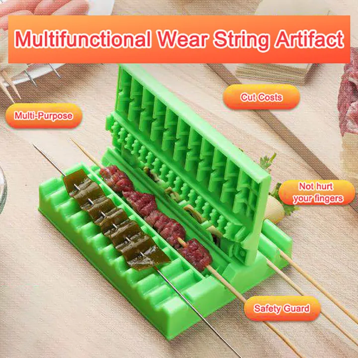 Multi Skewers Kebab Maker Barbecue Stringer Manual Sign Meat Wearer ...