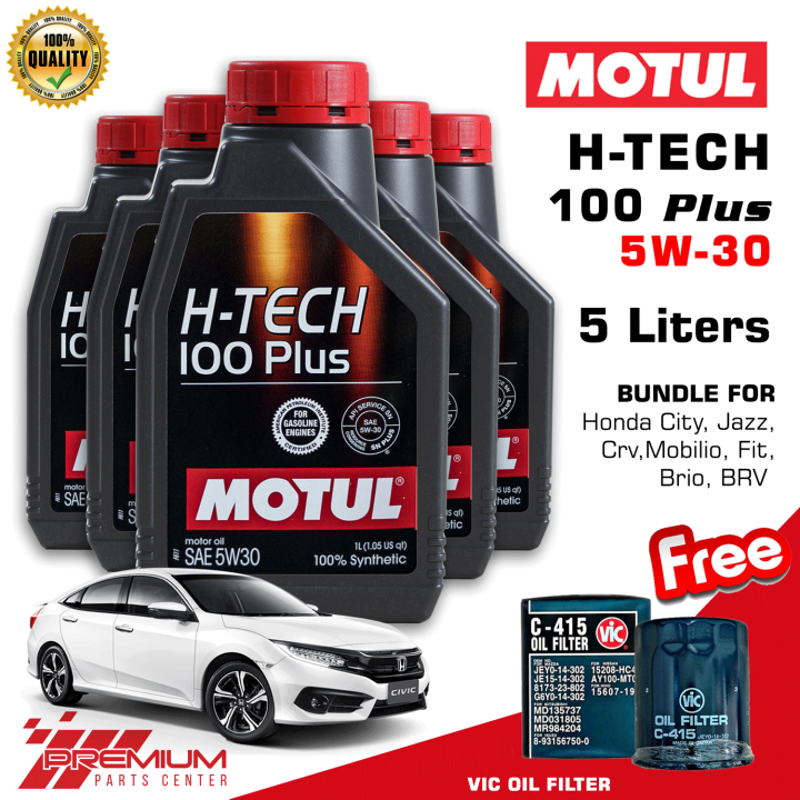Motul H-Tech 100 Plus 5W-30 Fully Synthetic Oil API SP 5 Liters Change ...