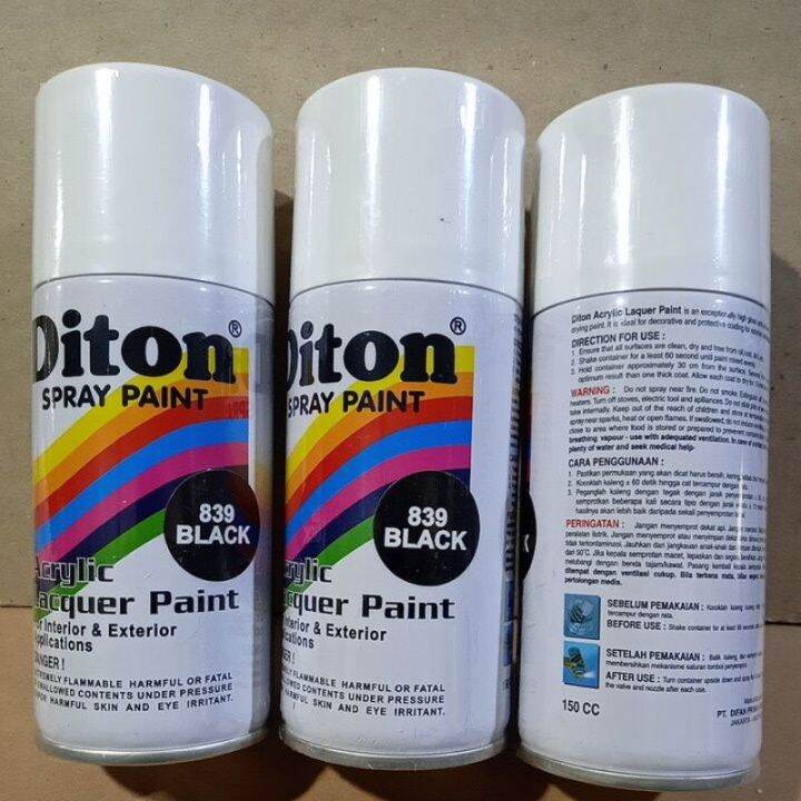 Diton Black 839 Diton Hitam 839 150cc Spray Hitam Kilap Cat Semprot ...