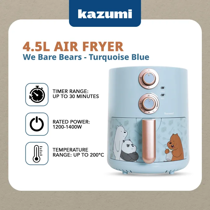 Kazumi We Bare Bears 4.5L Air Fryer - Turquoise Blue | Lazada PH