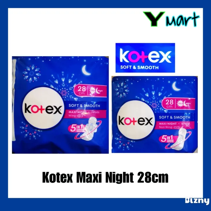 YMART Kotex Soft & Smooth Maxi Night Wing 28cm 7 Pads / Kotex Maxi Night Non Wing 28cm 8 Pads ...