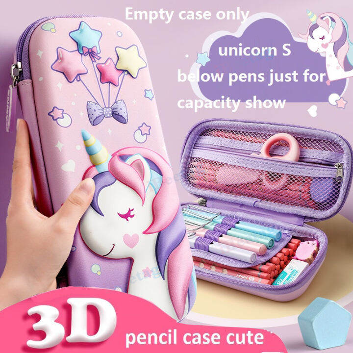 Pencil Box 3D Cartoon Unicorn Cute Pencil Case School Stationery Box ...