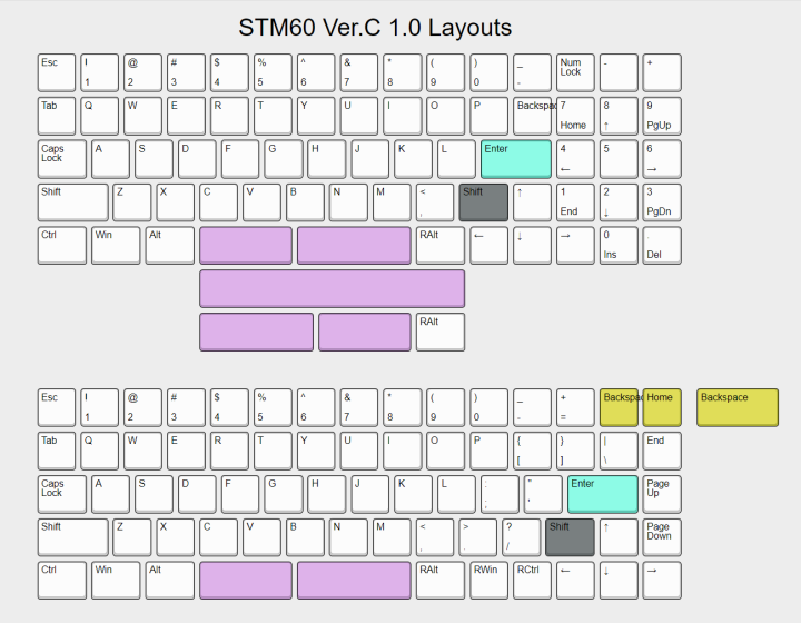 YDKB STM60 C Version Stm60c 2.0, 60% Customized Mechanical Keyboard PCB ...