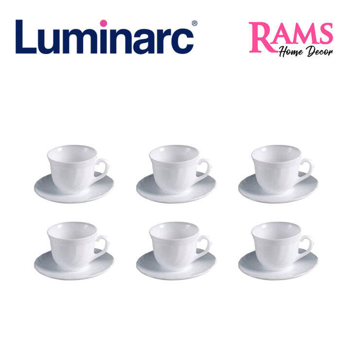Luminarc 12 Pcs Cup & Saucer Set / Modern Tea Set / Modern Coffee Set ...