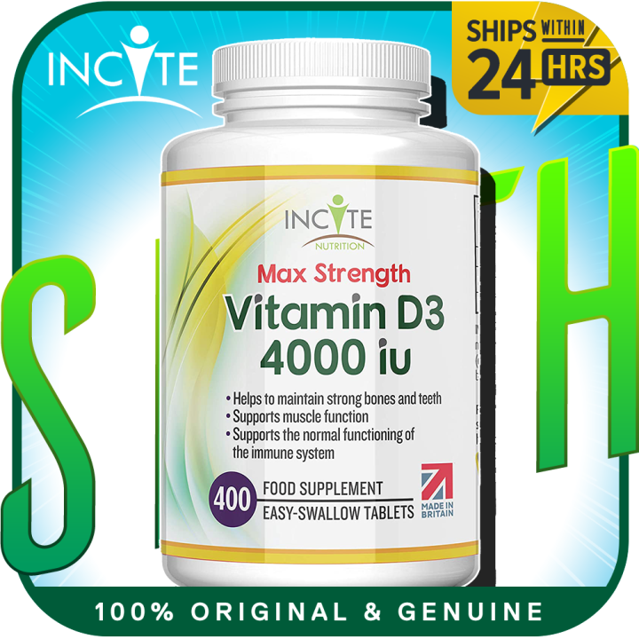 Incite Nutrition Vitamin D 4000iu MAX Strength - 400 Premium Vitamin D3 ...
