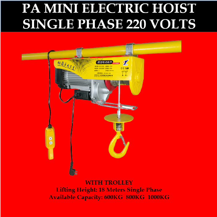 TOYU 600-1000Kg W/Wo Trolley Electric Hoist Winch Heavy Duty Lifting ...