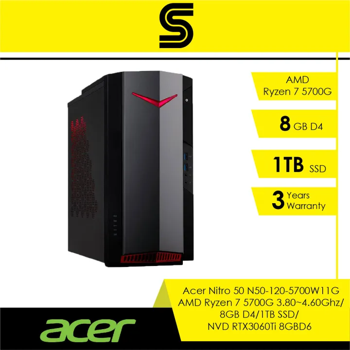 Acer Gaming PC Nitro 50 N50-120-5600W10D/AMD Ryzen 5 5600X 8GB+512GB ...