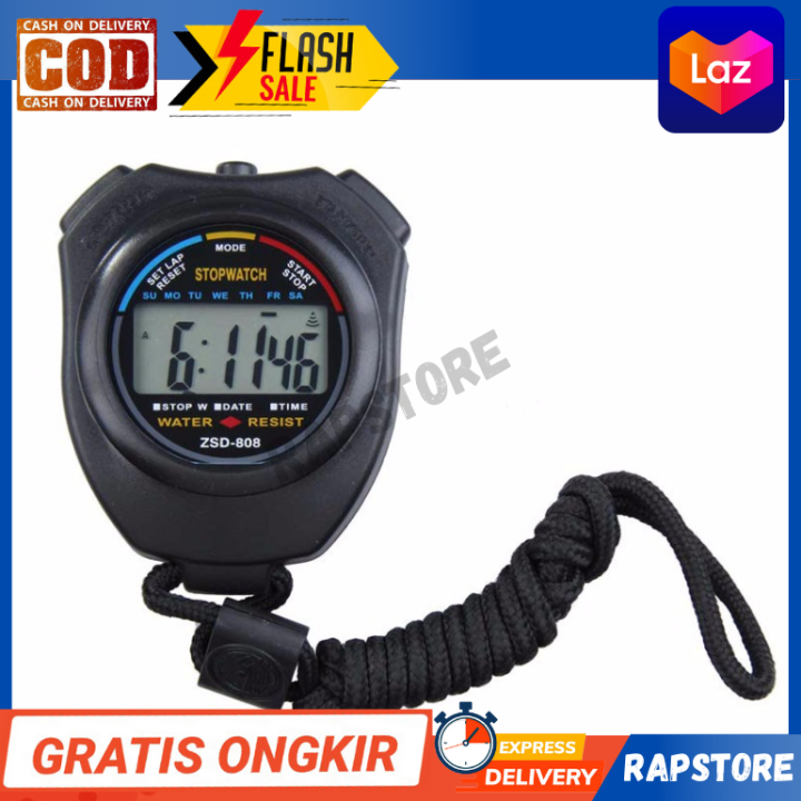 Stopwatch Profesional LCD dengan Strap dengan Strap Timer Chronograph Digital Handheld Timepiece ...
