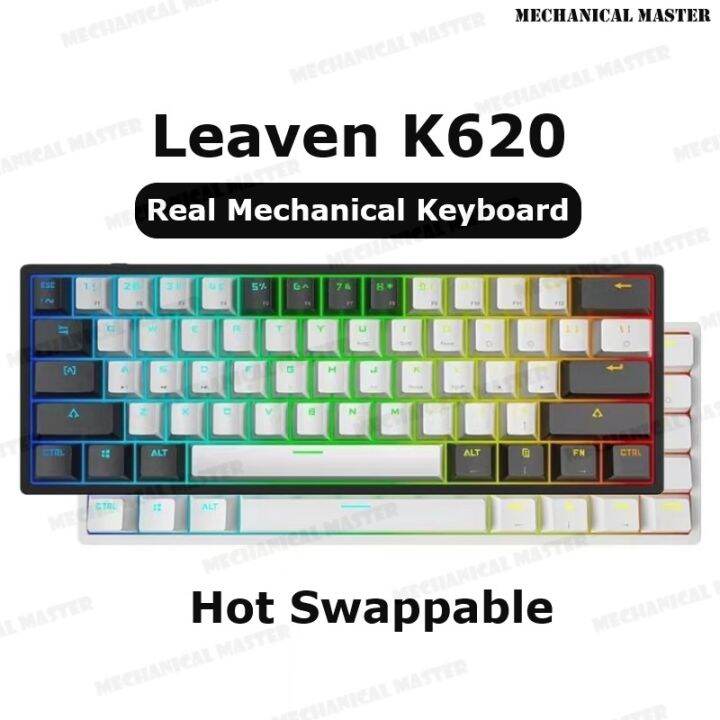 Leaven K620 Real Mechanical Keyboard 60% Gaming Small Mini Ergonomic ...