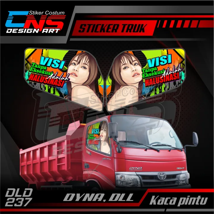 Stiker Kaca Pintu Depan Truk TOYOTA DYNA Custom Foto Cewek Cantik Hijab ...