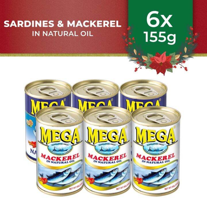 MEGA Sardines in Natural Oil MEGA Mackerel in Natural Oil 155G Pack Of ...