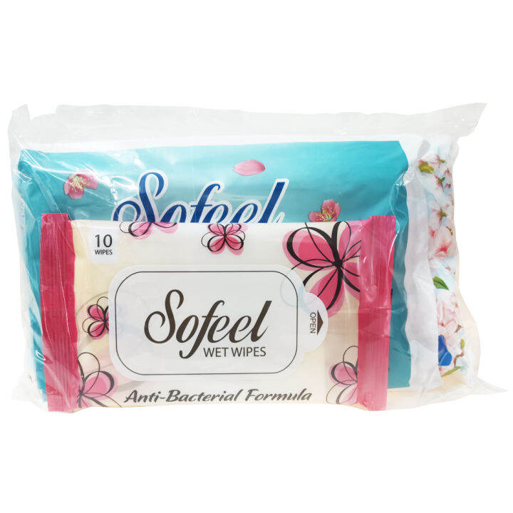 SOFEEL Wet Travel Jumbo Tissue Value Pack 3 packs 100 sheets + Anti ...