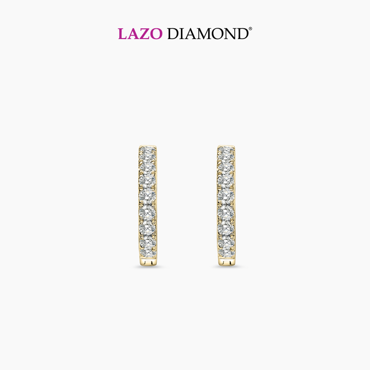 LAZO DIAMOND Pavé Diamond Hoop Earrings in 18k Yellow Gold | Lazada