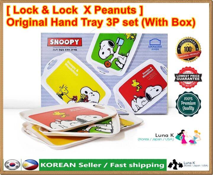 [Lock & Lock X Peanuts] Original Snoopy Hand Tray 3P set (With Box ...