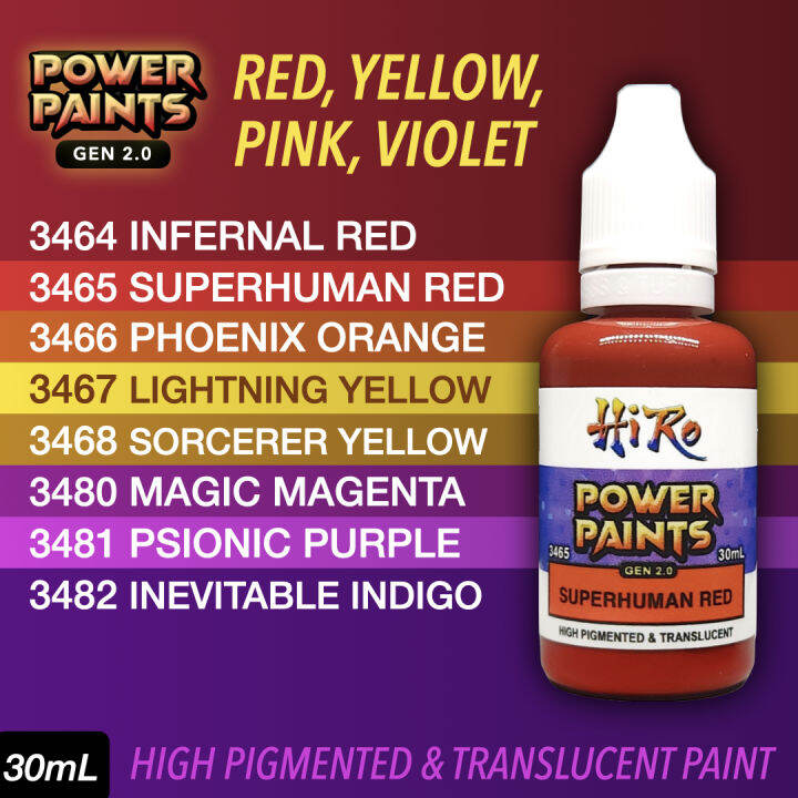 Red, Yellow, Pink, Violet | POWER PAINTS by Hiro (30ml) Alternative to ...