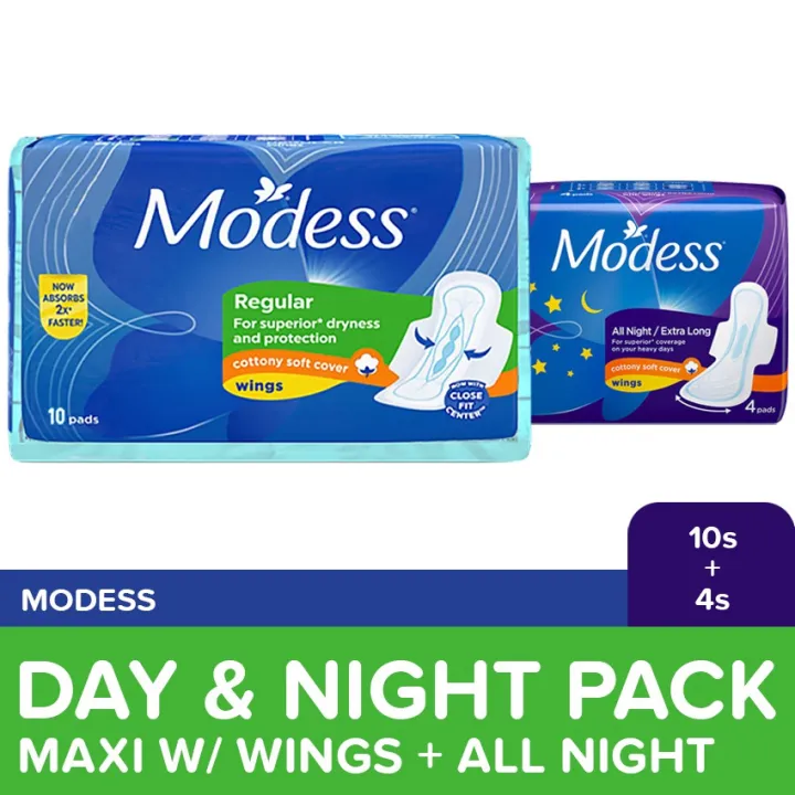 Modess Cottony Soft Maxi w/ Wings Sanitary Napkins 10s All Night 4s ...