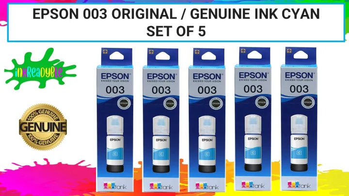 EPSON 003 Cyan Genuine Ink Bottle (SET OF 5) | Lazada PH