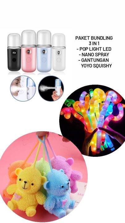 BANTING HARGA! 3 IN 1 MAINAN POP LIGHT LED / NANO SPRAY / GANTUNGAN ...