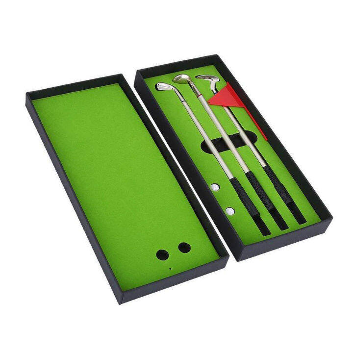 Golf Club Pen Set with 3 Putters Flag Desktop Simulated Putting Green ...