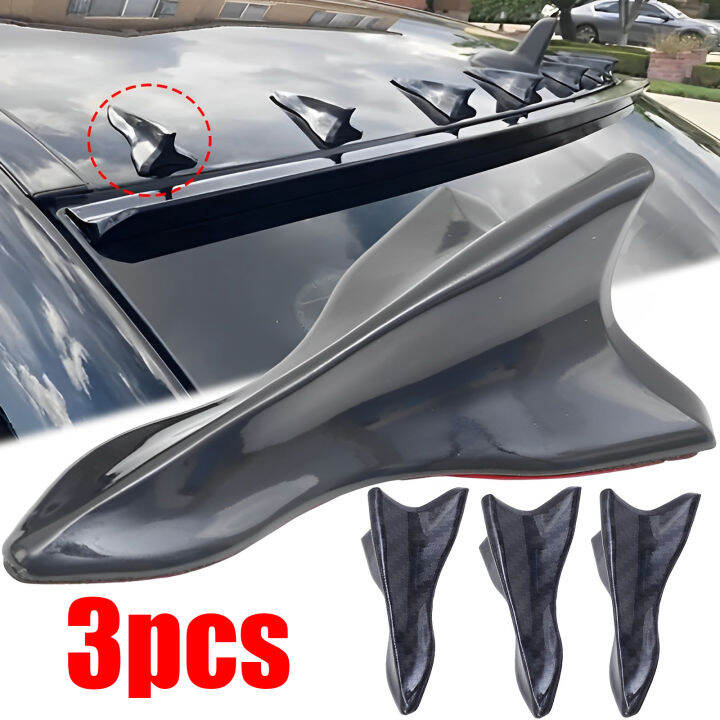 Carbon Fiber Design-Looking Color Vortex Generator Flexible PP EVO-Style Roof Shark Fins Spoiler ...
