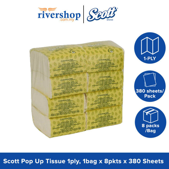 Scott Pop Up Napkins Paper Serviette 1ply x 8packs x 380sheets 16191 ...
