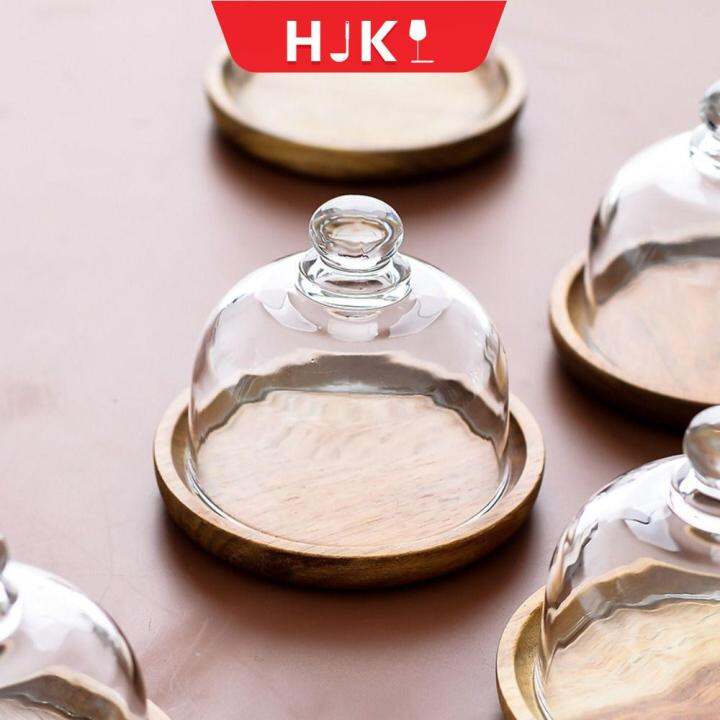 HJKL บ้านในบ้าน ตกแต่งด้วยการตกแต่ง จานเค้กถาด ทำจากไม้ พร้อมโดมแก้ว ...