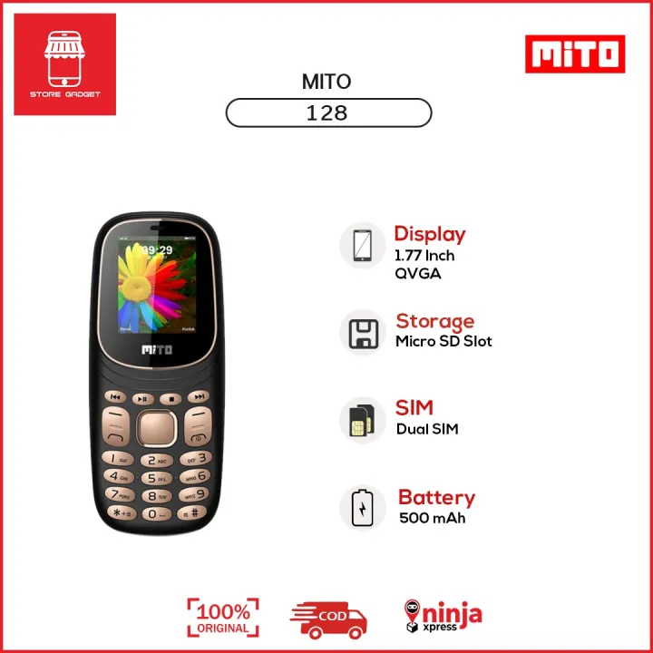 MITO 128 NEW GARANSI RESMI DUAL SIM GSM CAMERA LAYAR 1.77 INCH HP JADUL ...