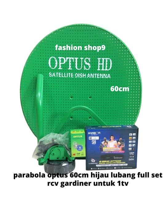 Parabola Mini Full Set Lengkap 60 cm Optus Hijau lubang Termasuk 1 Pcs Receiver Gardiner Upin ...