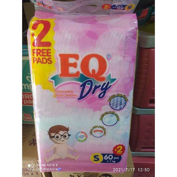 EQ Small Dry 60+2pads diapers (wcoinscashback) | Lazada PH
