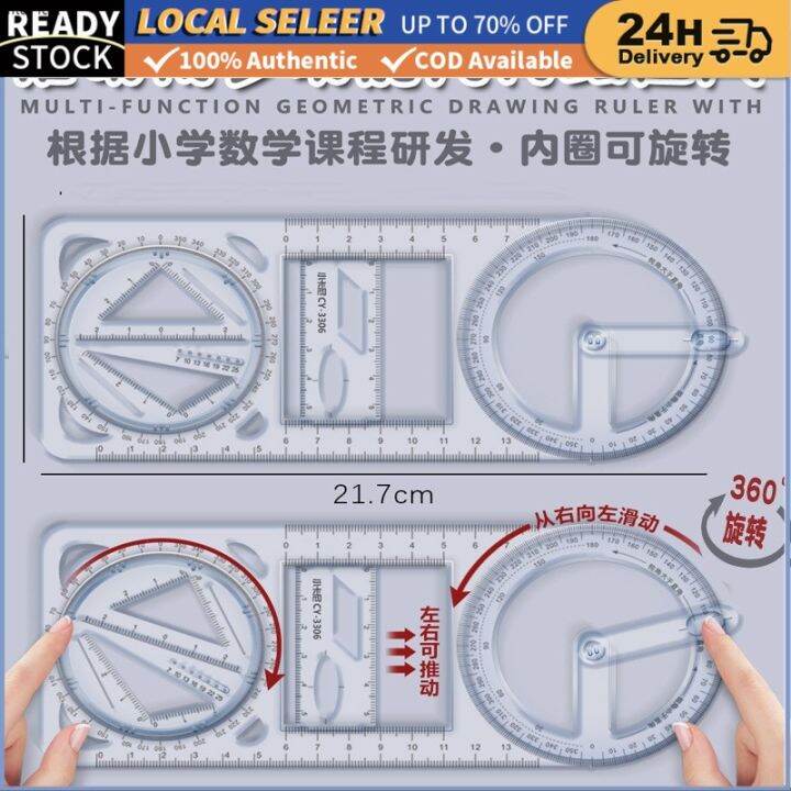 Multifunction Ruler Drawing Rotatable Geometric Protractor Set For ...