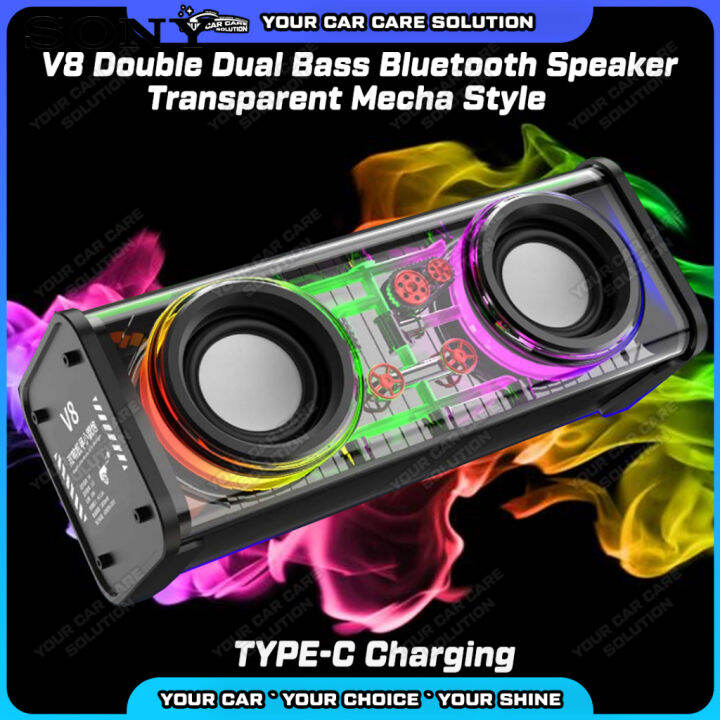 💖FREE Shipping+COD💖 Sony V8 Bluetooth Speaker Transparent Speaker TWS ...