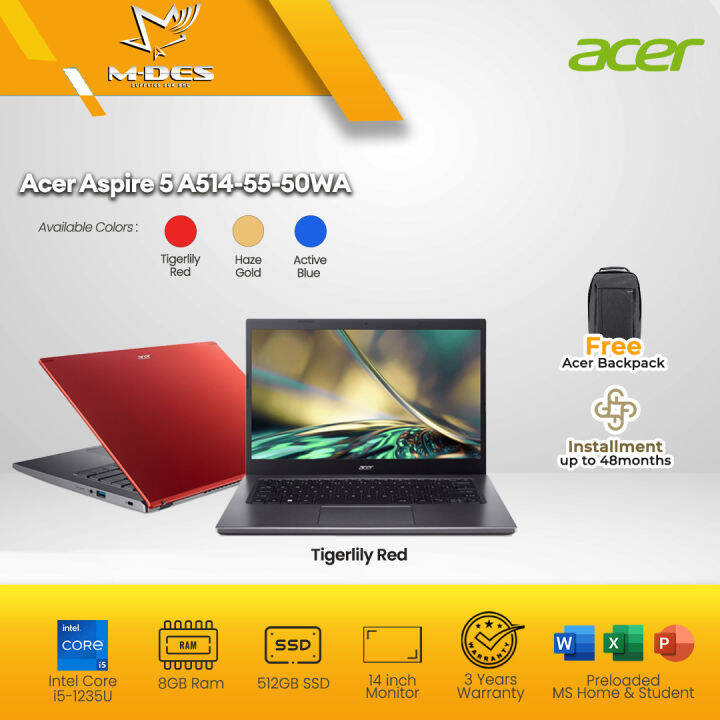 Acer Aspire 5 A514-55-50WA 14'' FHD Tigerlily Red Laptop / Notebook ...