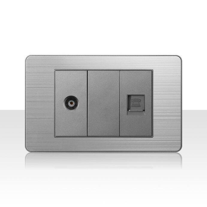 ICC LEJIA Universal Wall Outlet Socket Stainless Steel Panel Light ...