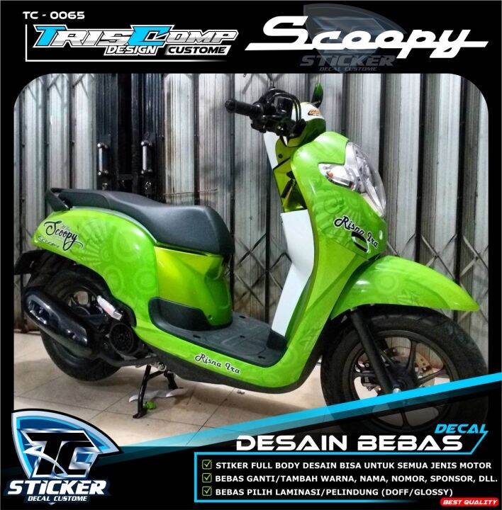 Decal Sticker Scoopy Scupy Injeksi Full Body Desain Hijau Daun - Dekal ...