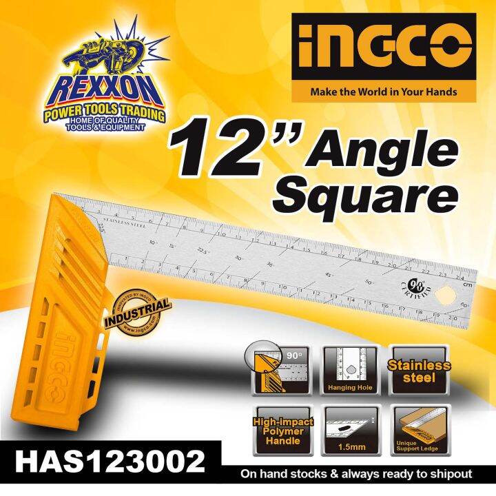 INGCO Industrial 12" 300mm Angle Square HAS123002 Rexxon Power Tools ...