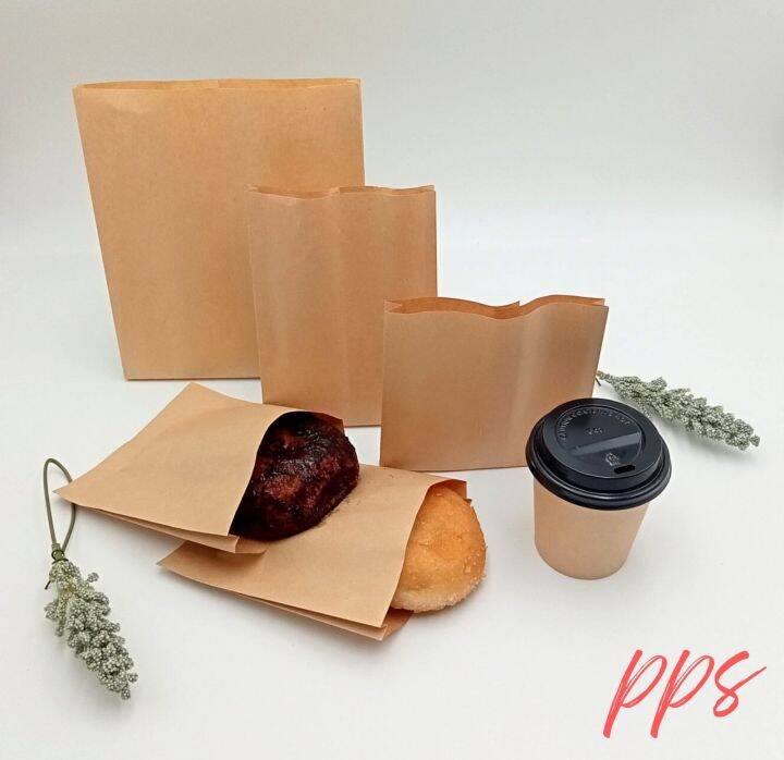 Brown Kraft Paper Bag Packaging Pouch for Pastry, Cake, Fries Breads ...