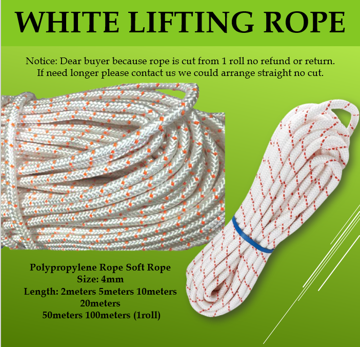 White Lifting Rope 4mm diameter 2m-100meters Polypropylene Rope Soft ...