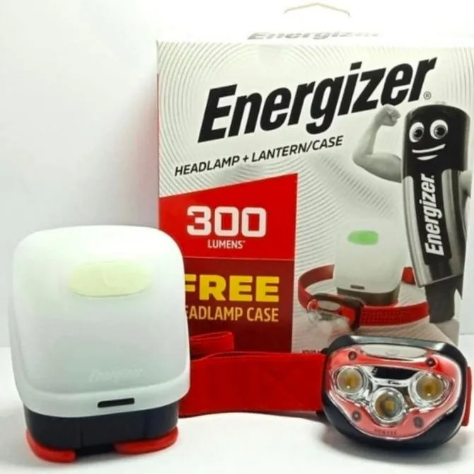 Senter kepala/headlamp energizer + Box Lentern pack 3 LED 300 lumens ...