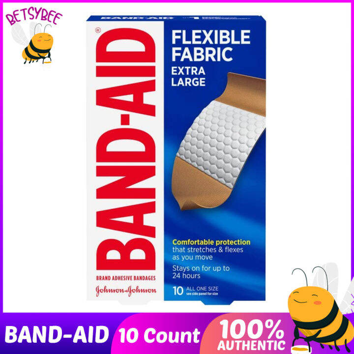 Band-Aid Flexible Fabric Adhesive Bandages Extra Large Size 10 Count ...