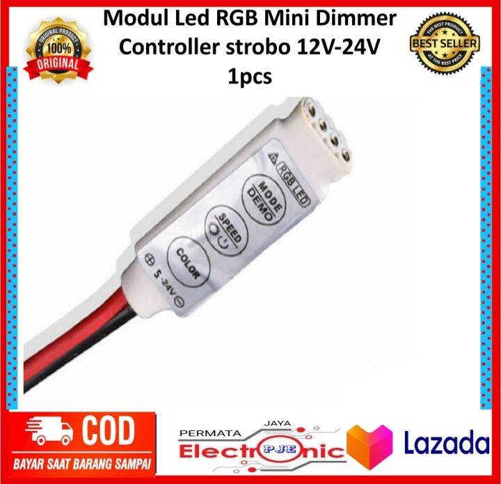 Modul Led RGB Mini Dimmer Controller 4 pin Kedip Strobo 12-24V 6A Mini ...