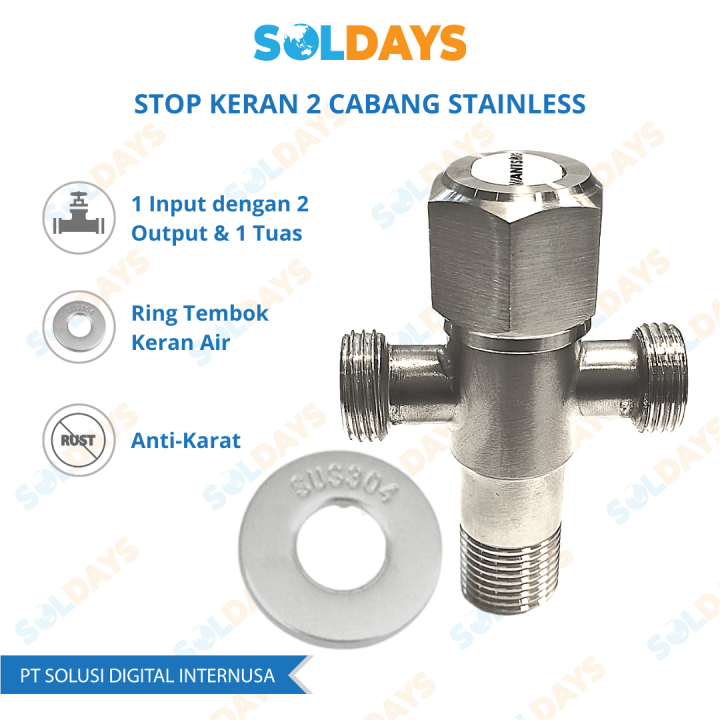 Stop Kran Double/Stop Kran 2 Cabang/Angle Valve/Stainless Steel 304 | Lazada Indonesia